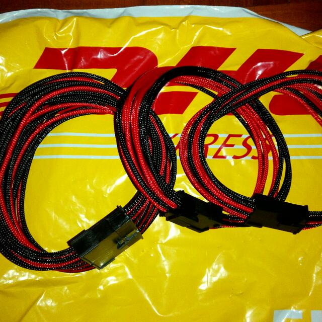 Sleeved/Braided PCIE GPU, ATX, CPU Extension Cable. Red/Black Theme ...