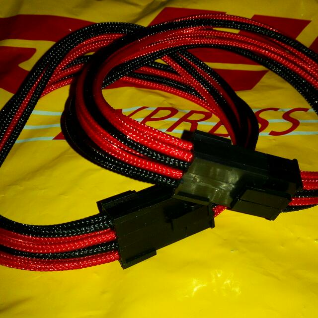 Sleeved/Braided PCIE GPU, ATX, CPU Extension Cable. Red/Black Theme ...