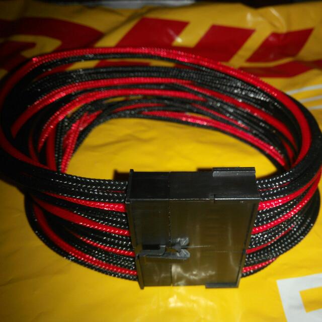 Sleeved/Braided PCIE GPU, ATX, CPU Extension Cable. Red/Black Theme ...