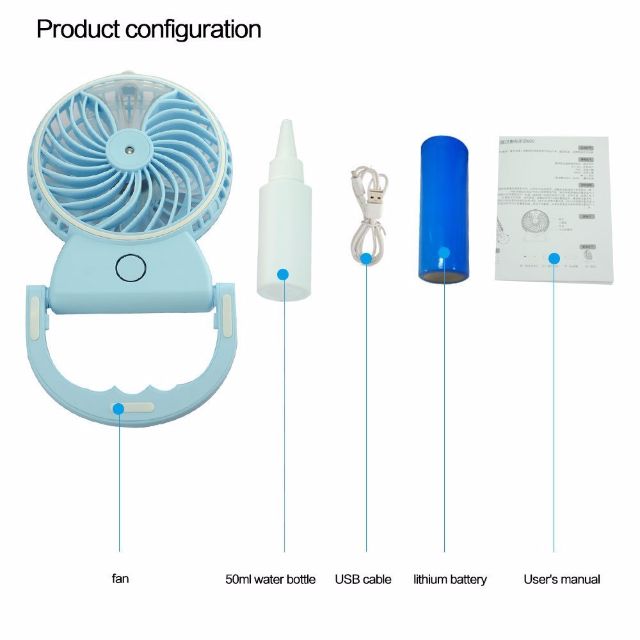 Table Fans Portable Desktop Humidifier Fan Handheld Fans Rechargeable ...
