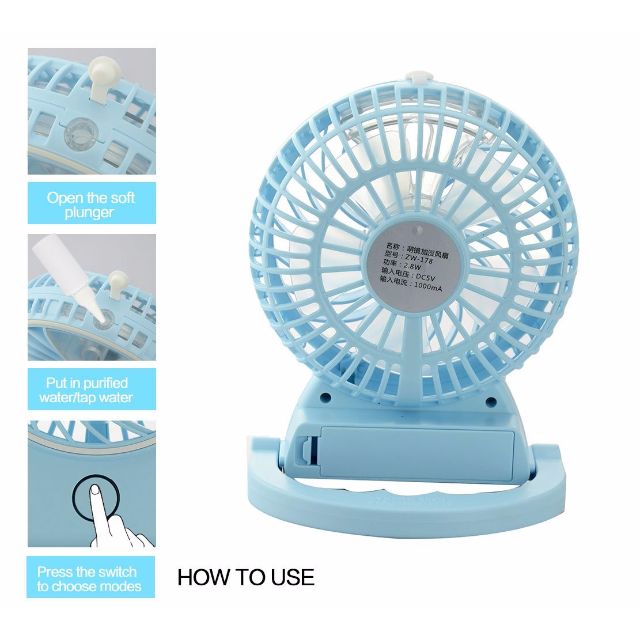 Table Fans Portable Desktop Humidifier Fan Handheld Fans Rechargeable ...