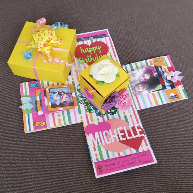 Colourful Birthday Themed Explosion Box Card, Hobbies & Toys ...