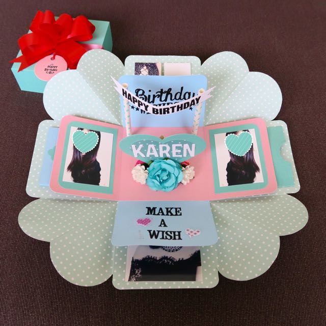 Mint & Pastel Birthday Themed Explosion Box Card, Hobbies & Toys ...