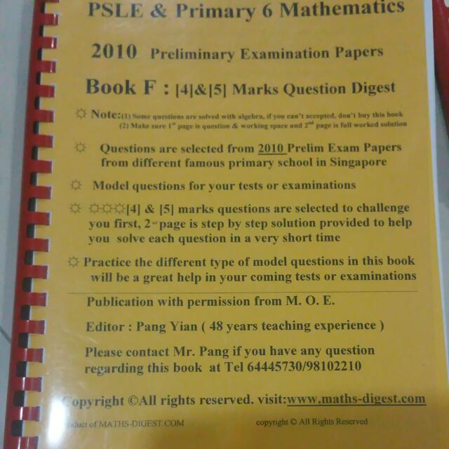 Psle Math - Pang Yian (Book F), Hobbies & Toys, Books & Magazines ...