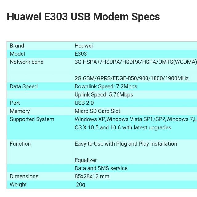 Huawei E303 Usb Mobile Dongle Computers And Tech Parts And Accessories Cables And Adaptors On Carousell