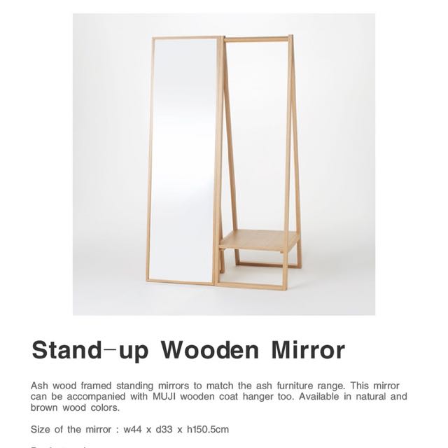 Muji Stand-up Wooden Mirror, Furniture & Home Living, Home Decor ...