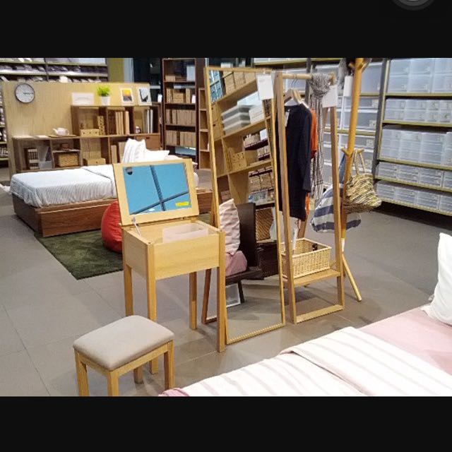 Muji Stand-up Wooden Mirror, Furniture & Home Living, Home Decor ...