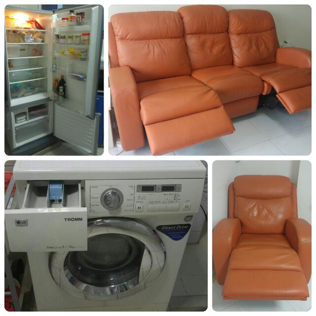3+1 Leather Sofa - $200 (removed) Panasonic Fridge - $100 LG Washing ...
