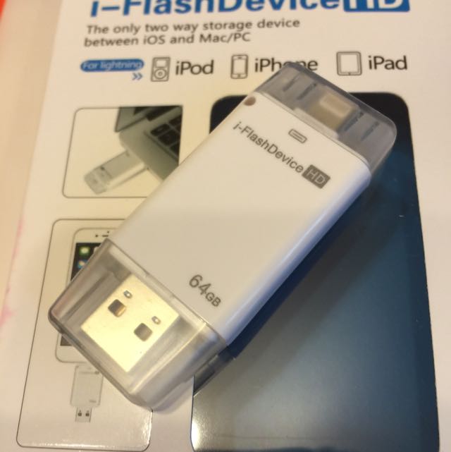 64G全新iFlashDevice HD 雙向USB記憶棒 (Lightning + USB雙插頭), 電腦＆科技, 電腦周邊及配件, 電腦線 ...