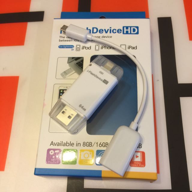 64G全新iFlashDevice HD 雙向USB記憶棒 (Lightning + USB雙插頭), 電腦＆科技, 電腦周邊及配件, 電腦線 ...