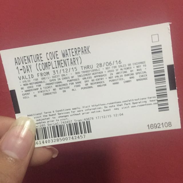Adventure Cove Waterpark Ticket, Tickets & Vouchers, Local Attractions ...