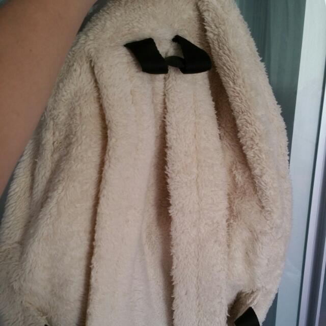 Furry White Backpack, Women's Fashion, Bags & Wallets, Backpacks on ...