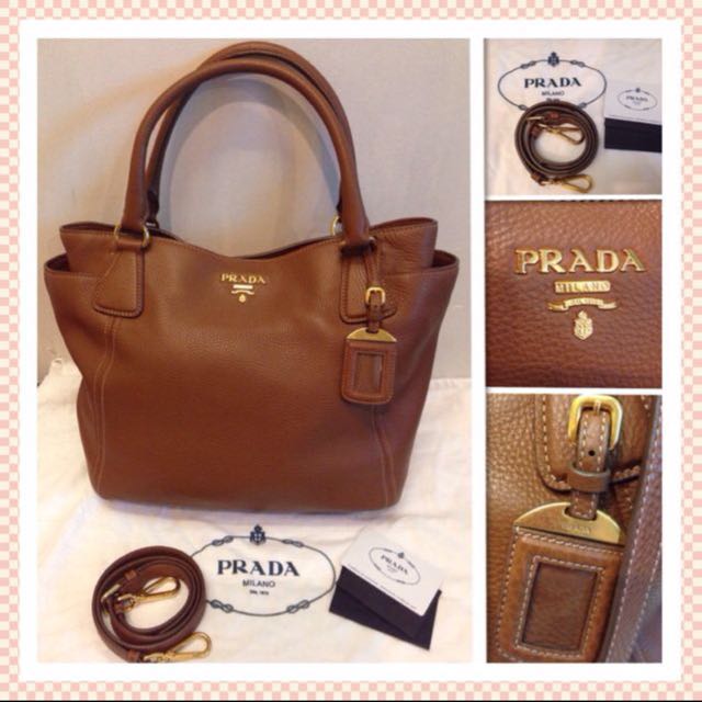 Prada Vitello Daino Leather Tote, Luxury, Bags & Wallets on Carousell