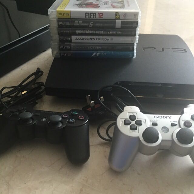 PS3 + 2 Controllers + Games, Hobbies & Toys, Toys & Games on Carousell