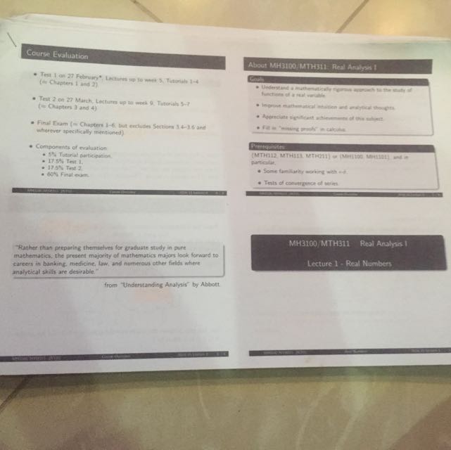 MH3100/MTH311 Real Analysis, Hobbies & Toys, Books & Magazines, Textbooks on Carousell