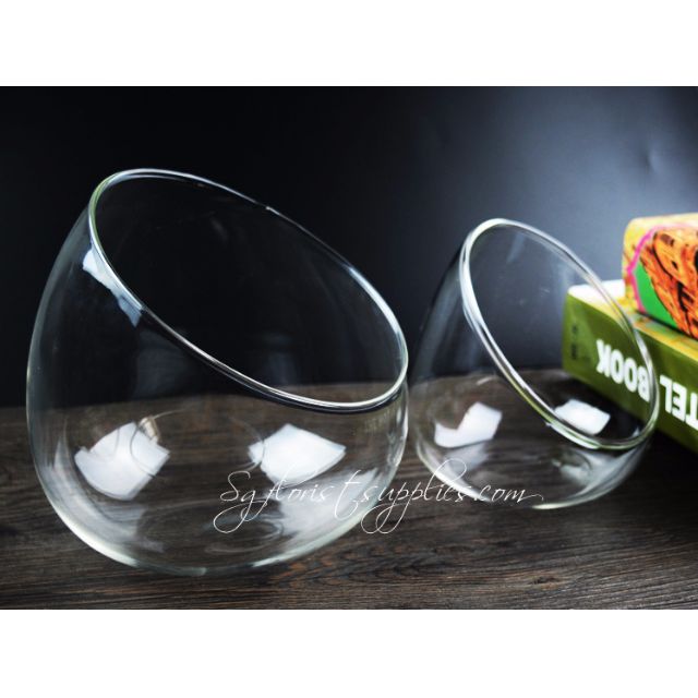 Terrarium Container: Transparent Oblique Flat Bottom Glass Vase ...