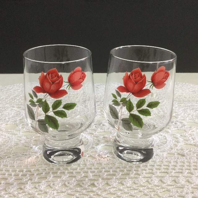 Vintage June Rose Pyrex Drinking Glasses, Furniture & Home Living ...