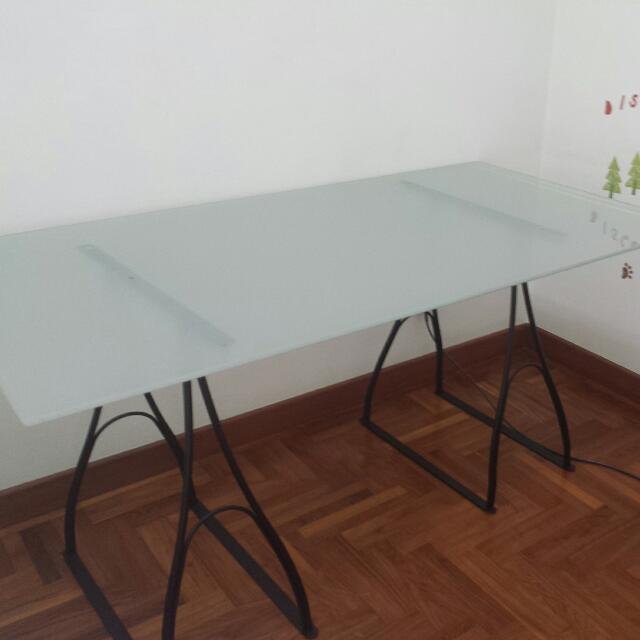 Frosted Glass Top Table, Furniture & Home Living, Furniture, Tables ...