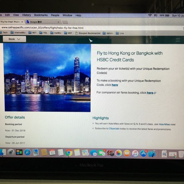 Cheapest Air ticket ! 1 Cathay Pacific Return Air ticket From SG To HK ...