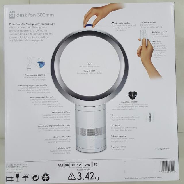 DYSON AM06 DESK FAN 30MM(White Colour), Furniture & Home Living ...