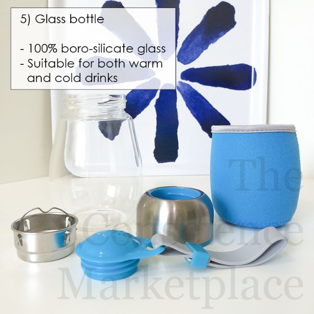 [Sold Out] Penguin Fruit and Tea Infuser Bottle, Bubble Blue Glass ...