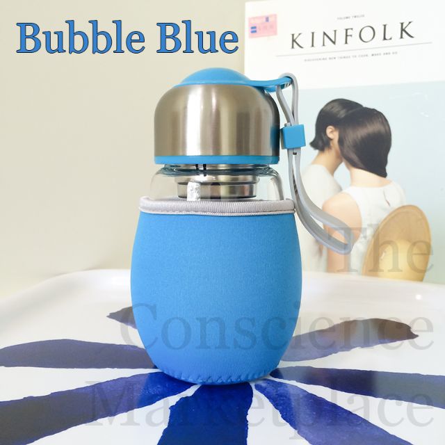 [Sold Out] Penguin Fruit and Tea Infuser Bottle, Bubble Blue Glass ...