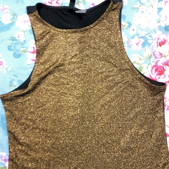 Shiny Gold Tee, Women's Fashion, Tops, Other Tops on Carousell