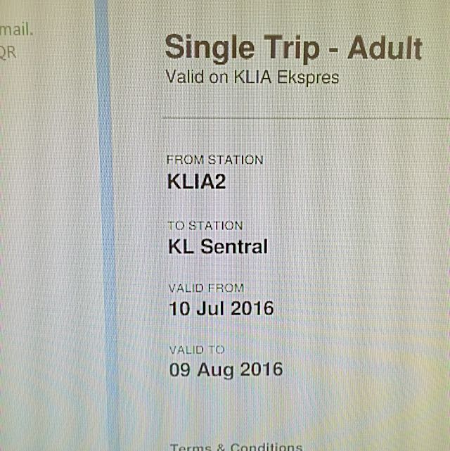 ERL Express ticket from KLIA2 to KL Sentral, Tickets & Vouchers, Local ...