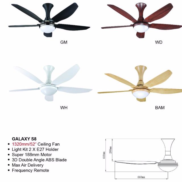 Fanco Galaxy S8 Ceiling Fan 52 inch - with light and remote (FREE ...