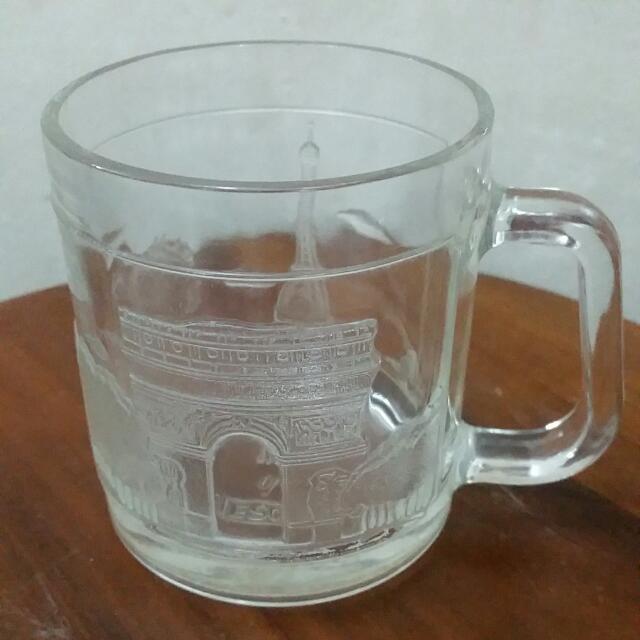 Nescafe Glass Mug Embossed, Furniture & Home Living, Kitchenware ...