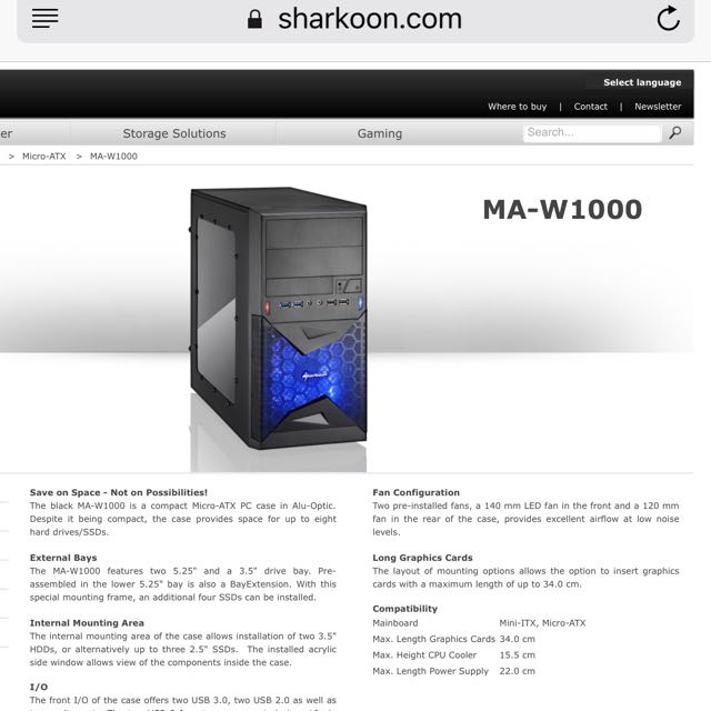 Sharkoon MATX MITX Window case $30, Computers & Tech, Parts ...