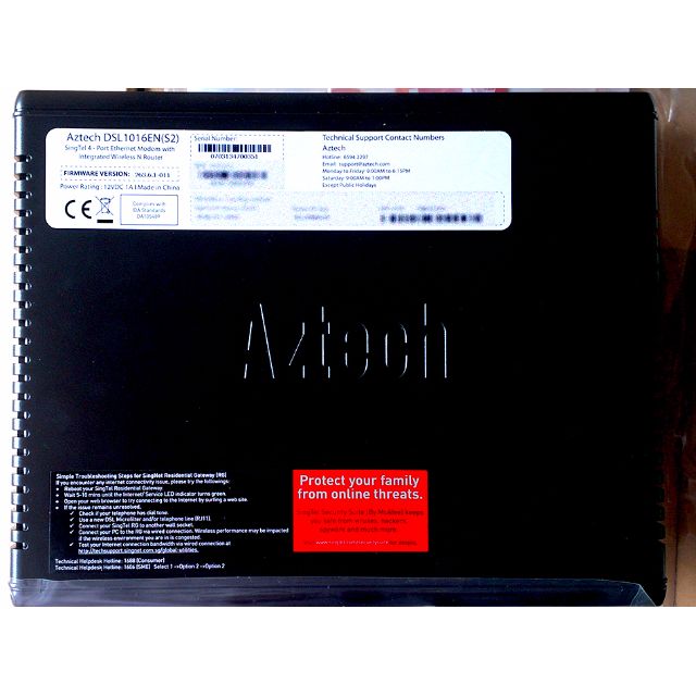 Singtel 4-Port Ethernet Modem with Integrated Wireless N Router ／Aztech ...