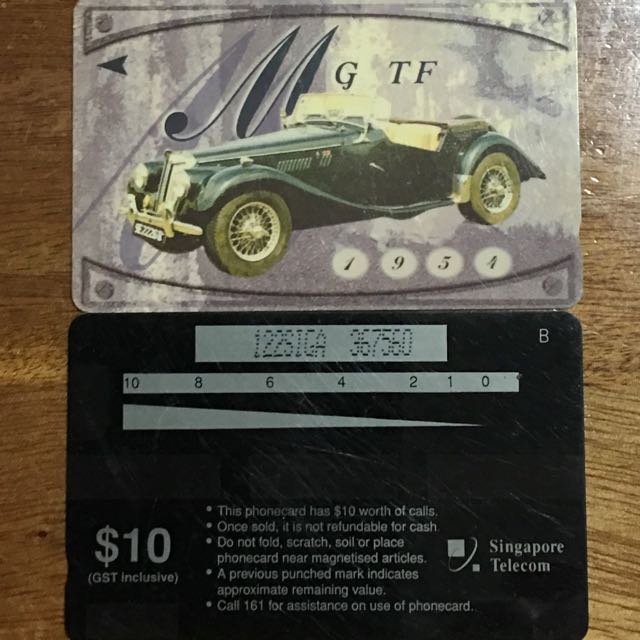 Singapore Public Phone Call Card, MG TF @1954, Hobbies & Toys ...