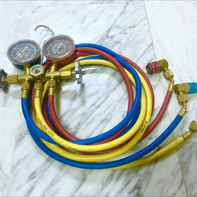 Charging Hose with Gauges - Gas Refrigerant Charging Hose Aircon, Car ...