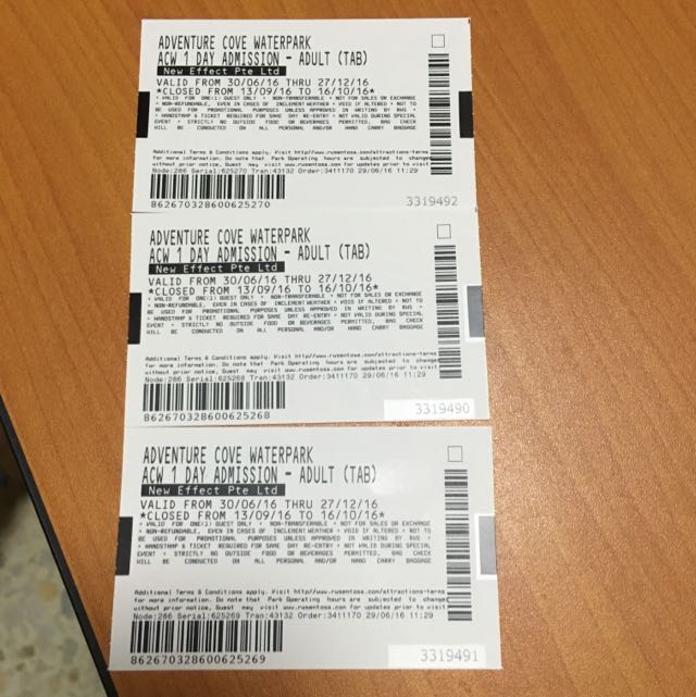 RWS Adventure cove (ACW) 1 Day Admission Ticket, Tickets & Vouchers ...