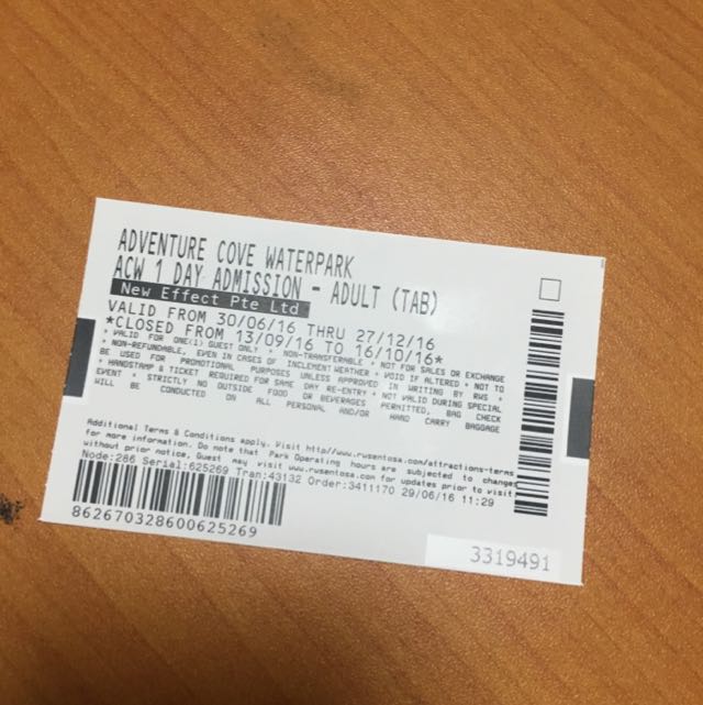 RWS Adventure cove (ACW) 1 Day Admission Ticket, Tickets & Vouchers ...