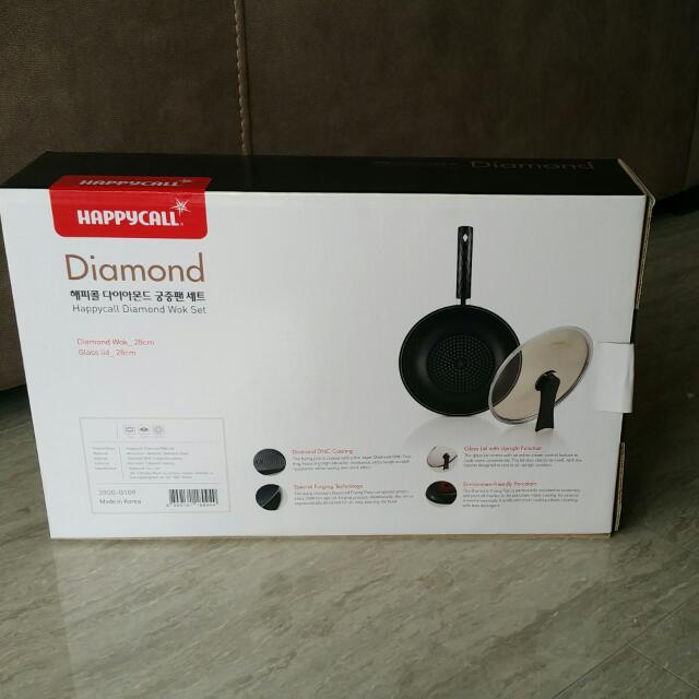 HappyCall Diamond Wok Set 28cm, TV & Home Appliances, Kitchen ...
