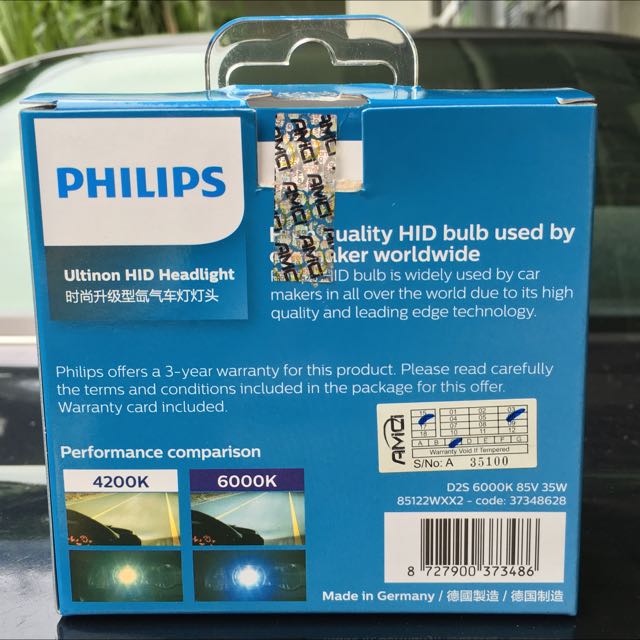 Philips Ultinon Xenon (HID) Bulb (D2S 6000k), Car Accessories on Carousell