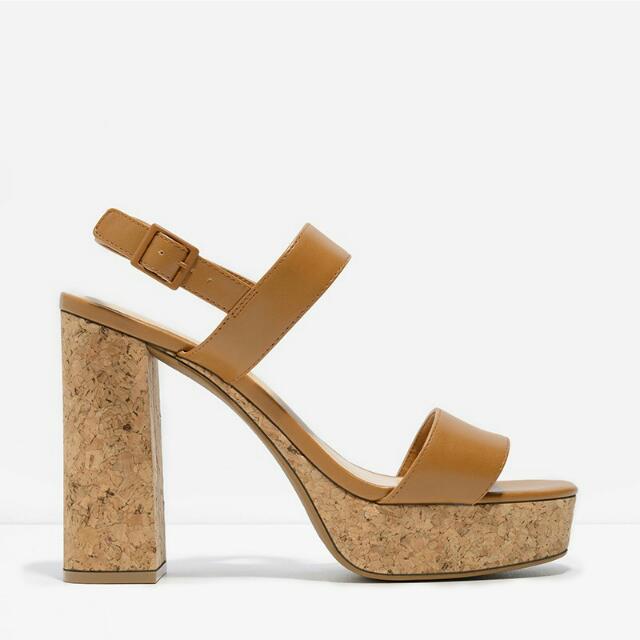 Charles N Keith Cork Texture Platform Heels, Women's Fashion, Footwear ...