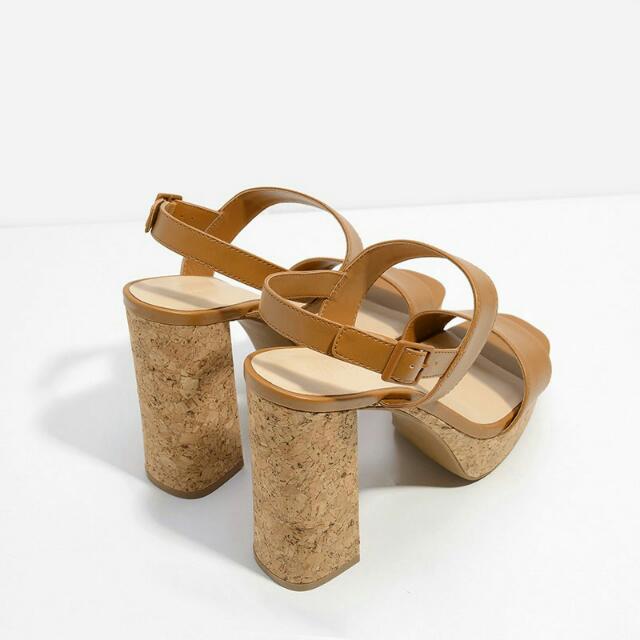 Charles N Keith Cork Texture Platform Heels, Women's Fashion, Footwear ...