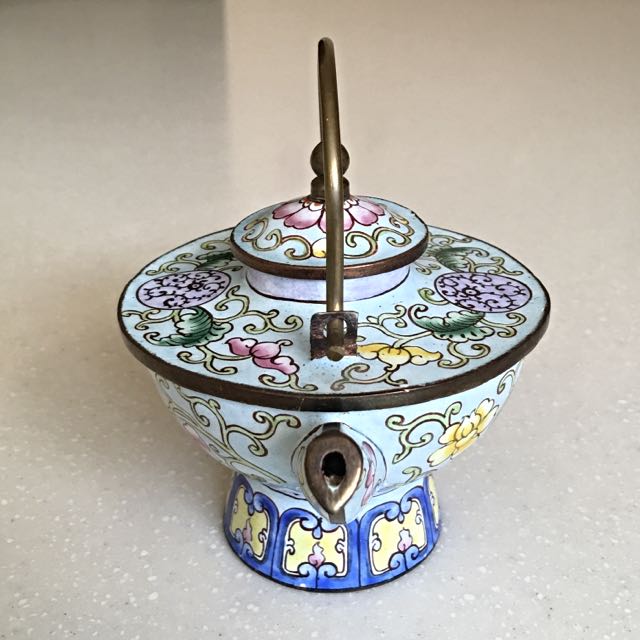 Collectible - Miniature Enamel On Copper Teapot, Furniture & Home ...