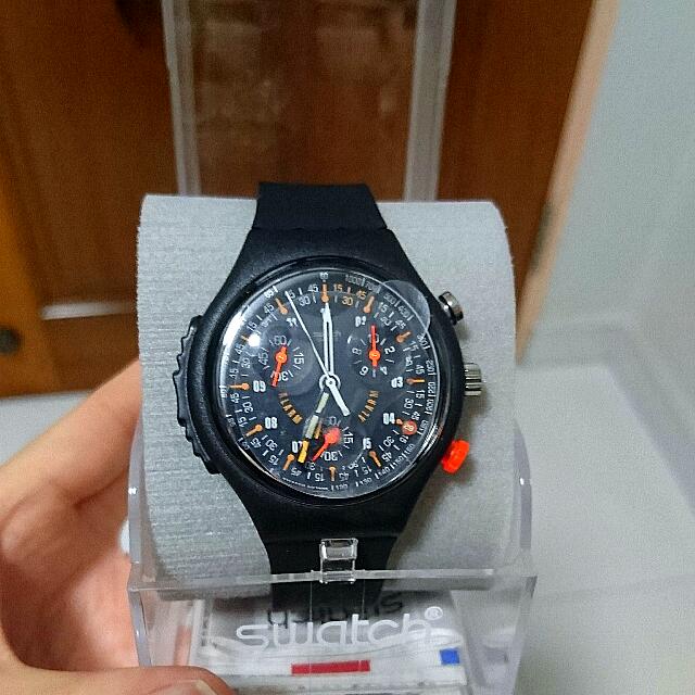 BNIB Swatch Chronomatic Watch (Firewall SOB402) with Black Strap ...