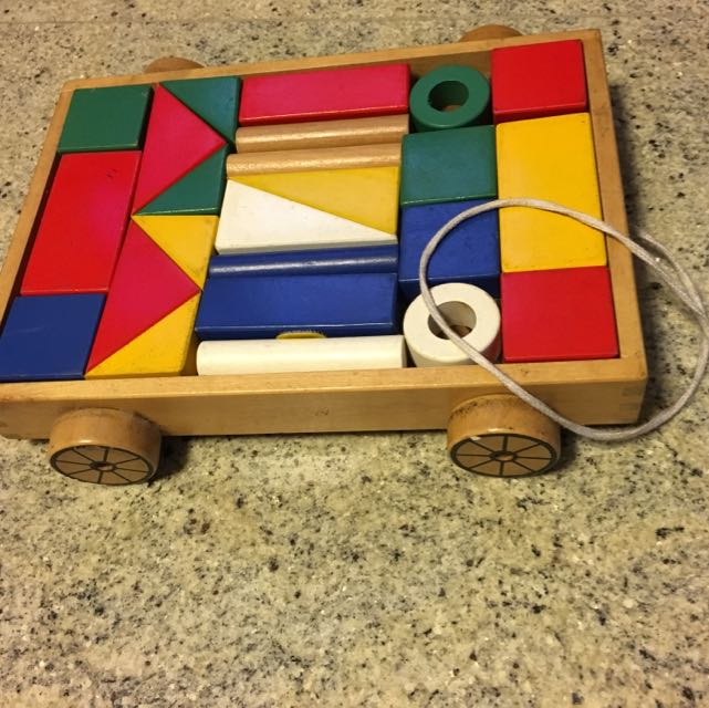 IKEA Wood Building Blocks With Pull String Trolley, Hobbies & Toys ...