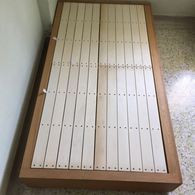 Muji Oak Storage Bed (Super Single), Furniture & Home Living, Furniture ...