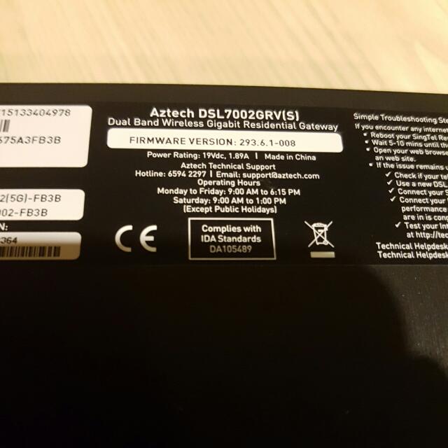 Aztech DSL7002GRV(S) (SINGTEL) Wireless Router, Everything Else on ...