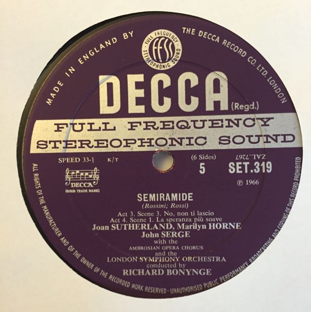 Classical Vinyl - Semiramide by Rossini (Joan Sutherland London ...