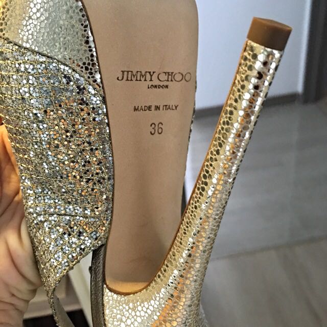 Jimmy Choo Glitter Heals, Luxury, Sneakers & Footwear on Carousell