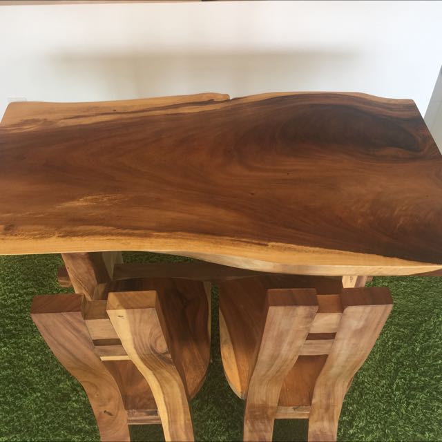 Solid Natural Wood Dining Table - Single Tree Cut Table Top, Furniture ...