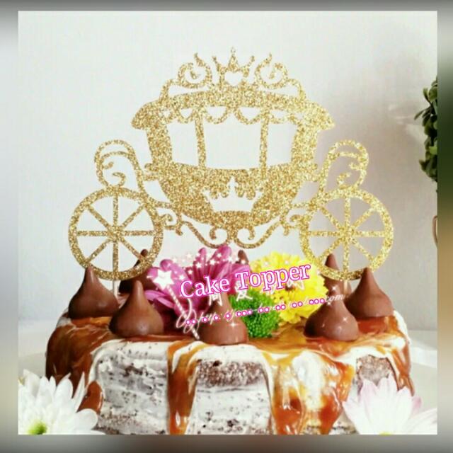 Glitter Cake Topper - Princess Carriage, Hobbies & Toys, Stationery ...