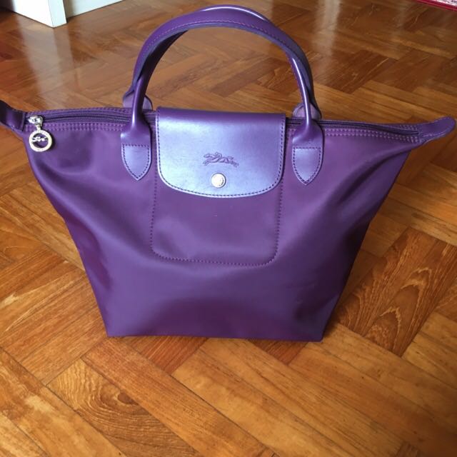 Authentic Longchamp Purple Tote Bag, Women's Fashion, Bags & Wallets ...